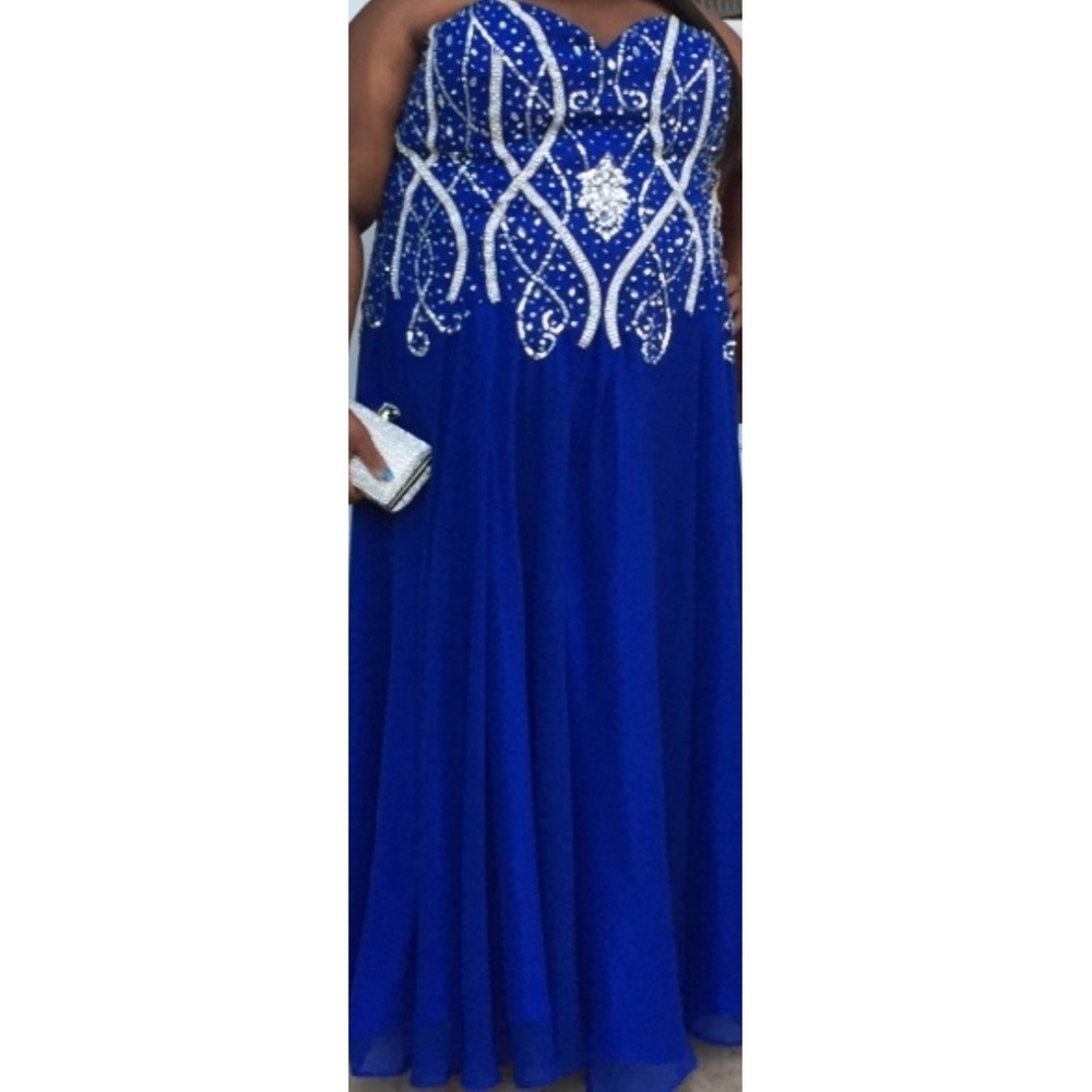 Plus Size Royal Blue Prom Dress Gem